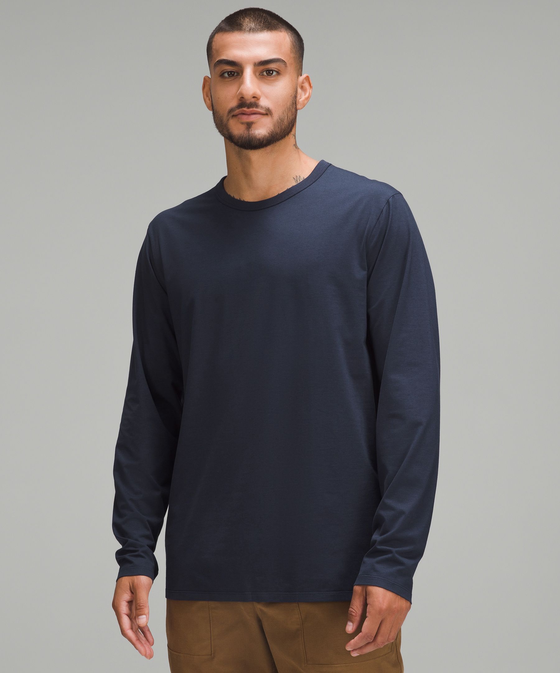 lululemon The Fundamental LS 長袖シャツ L セット Lululemon Fundamental Long-Sleeve Shirt - Nautical Navy | Editorialist